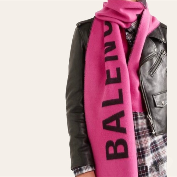 Balenciaga | Accessories | Balenciaga Large Logo Scarf Black Pink ...